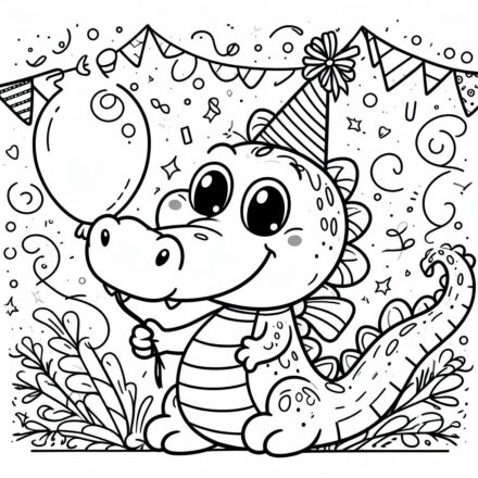 Party-Krokodil - Ausmalbild.eu