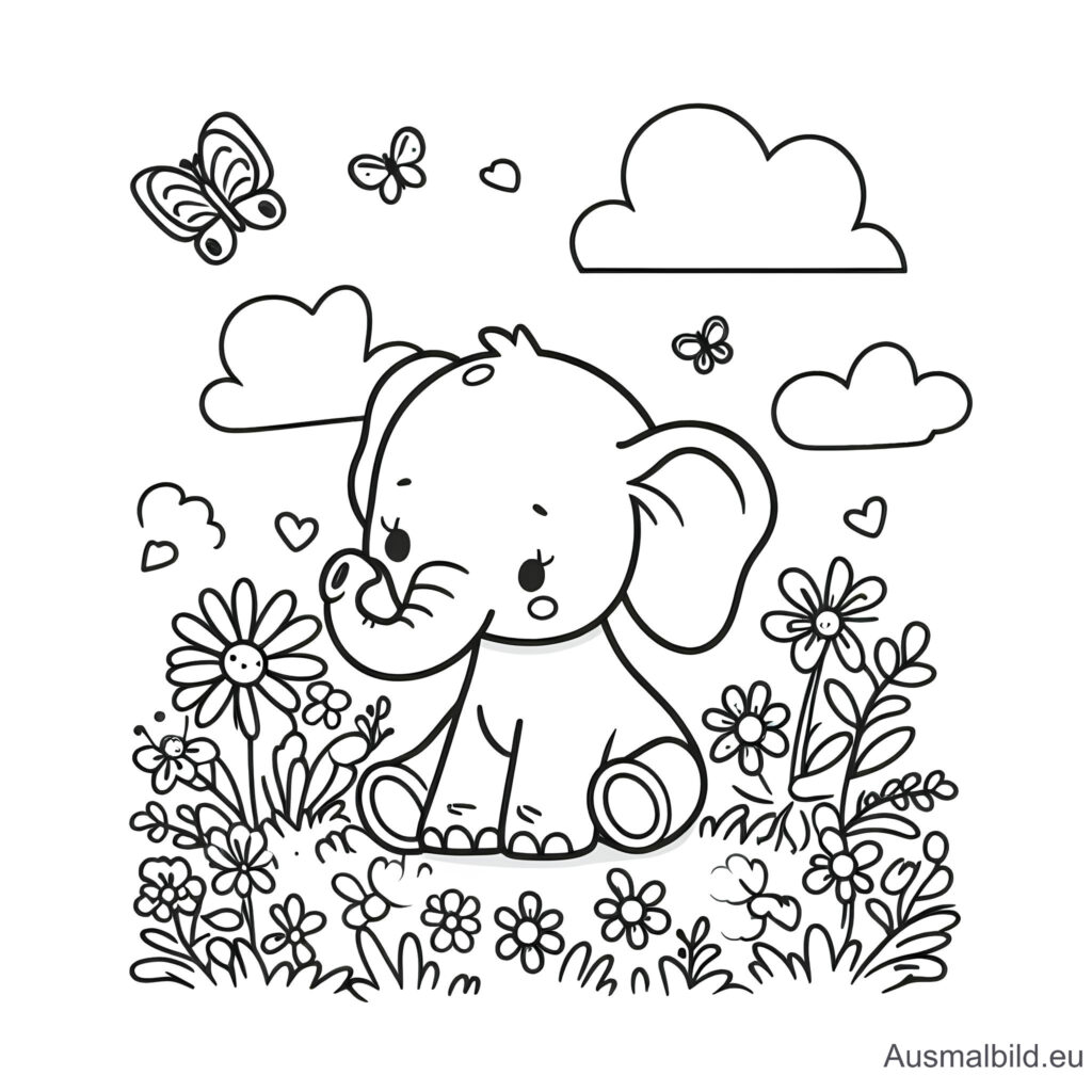 Baby Elefant - Ausmalbild.eu