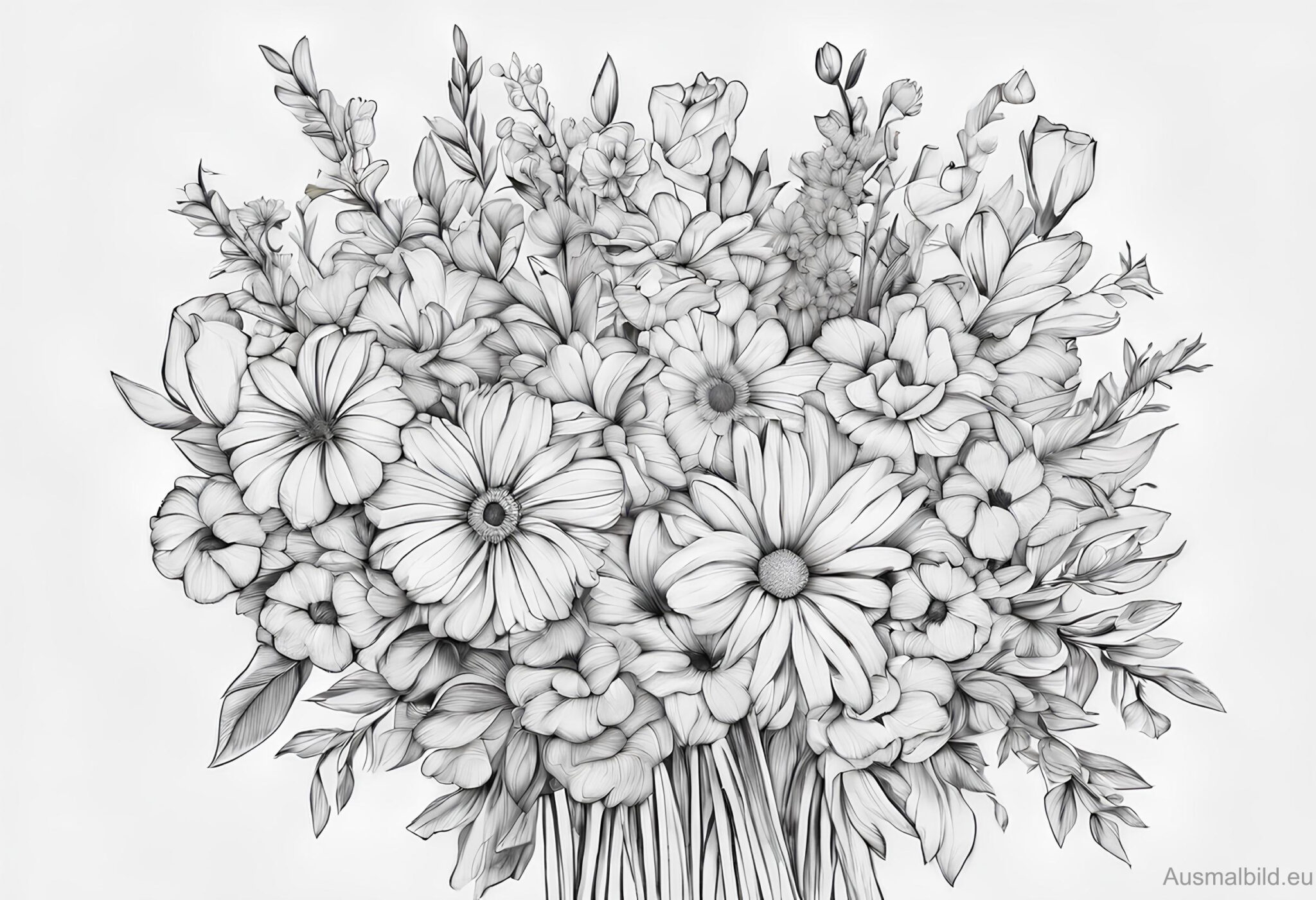 Blumenstrauß 5 - Blumen - Ausmalbild.eu
