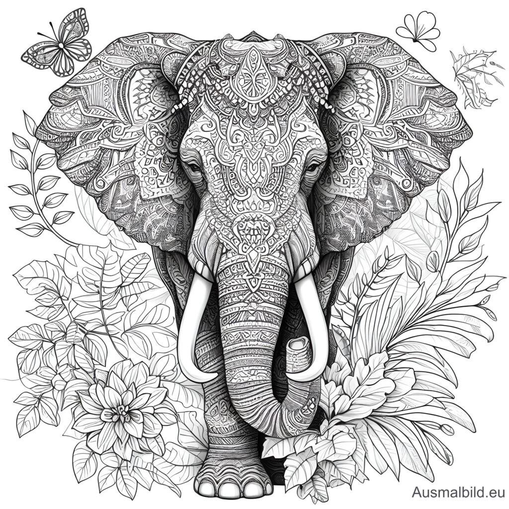Elephant Mandala 2 - Ausmalbild.eu