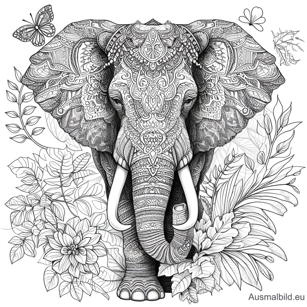 Elefant Mandala 2 - Ausmalbild.eu