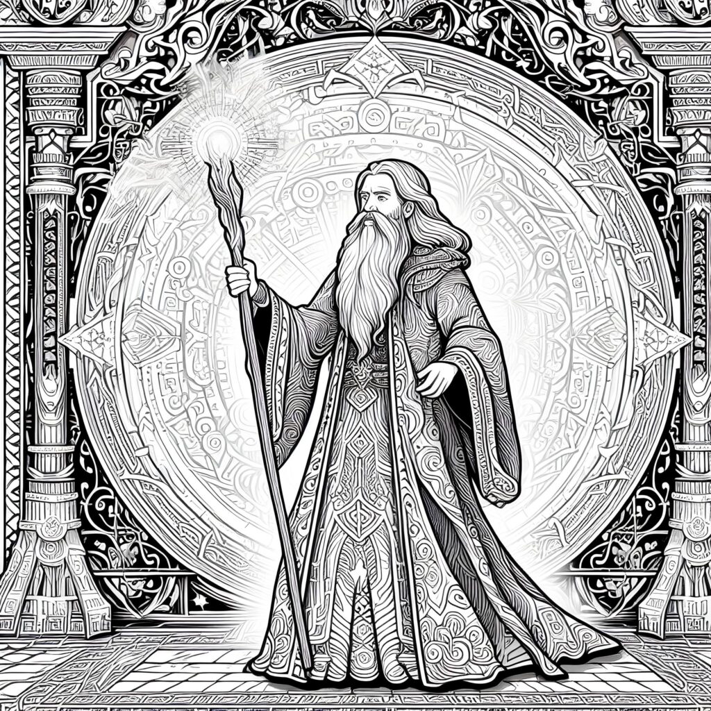 Magier 2 - Ausmalbild.eu