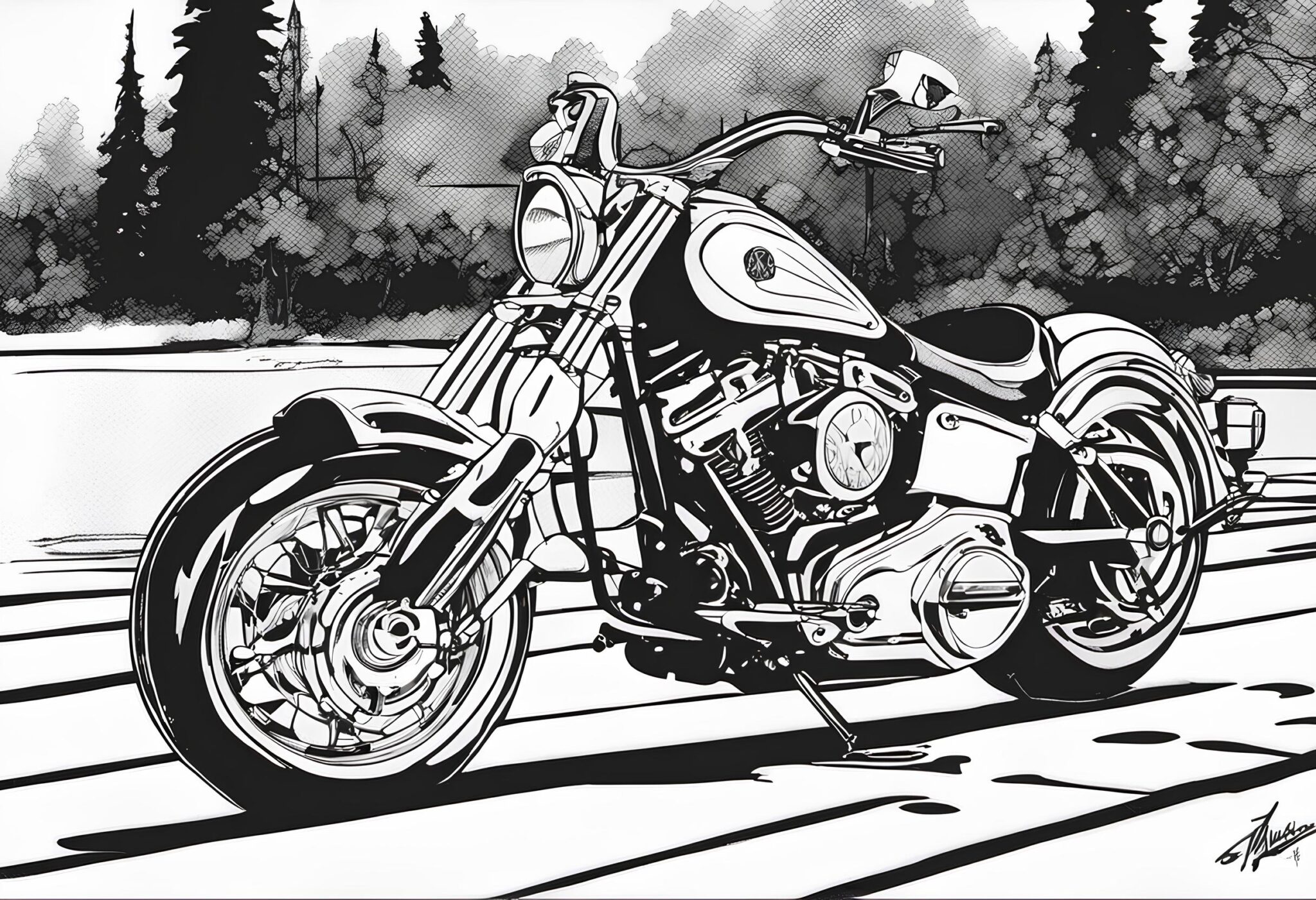 Motorrad - Ausmalbild.eu