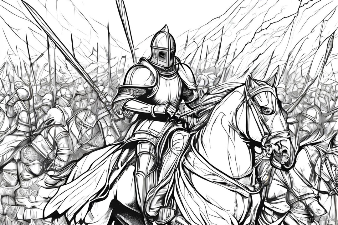 Ritter auf seinem Pferd 3 - Ausmalbild.eu