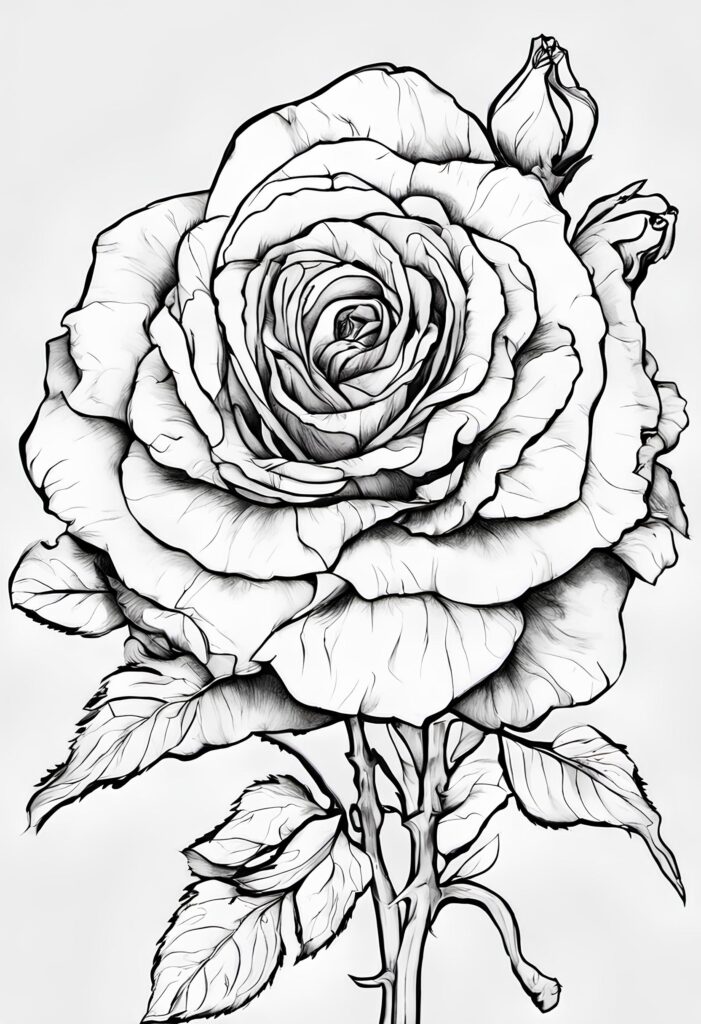 Rose - Blumen - Ausmalbild.eu