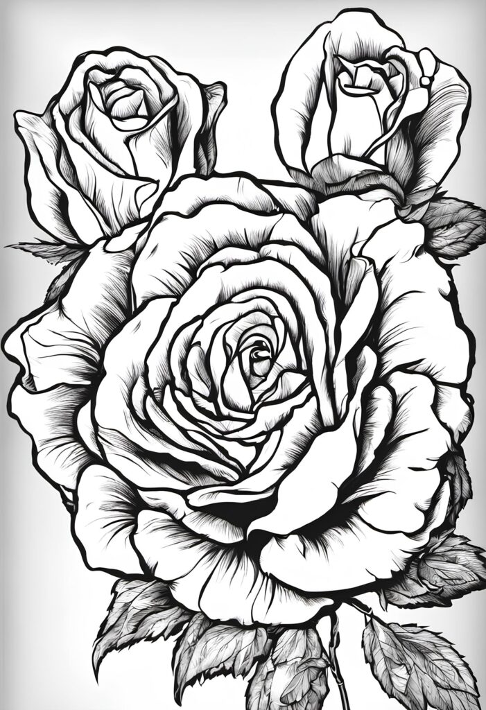 Roses - Ausmalbild.eu
