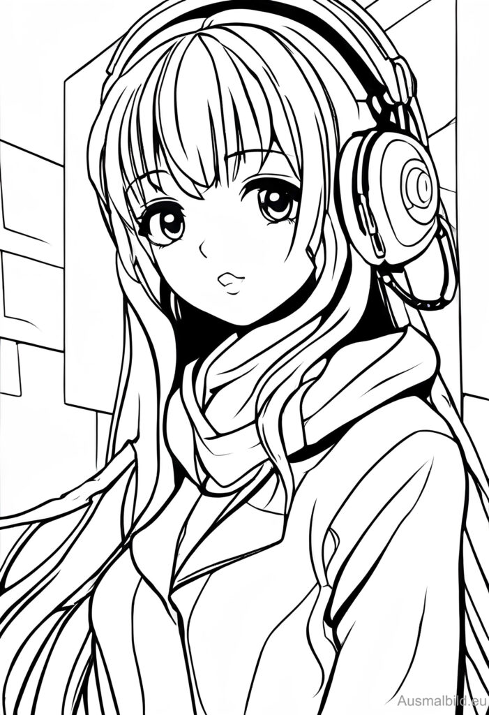 Anime-Mädchen - Manga & Anime - Ausmalbild.eu
