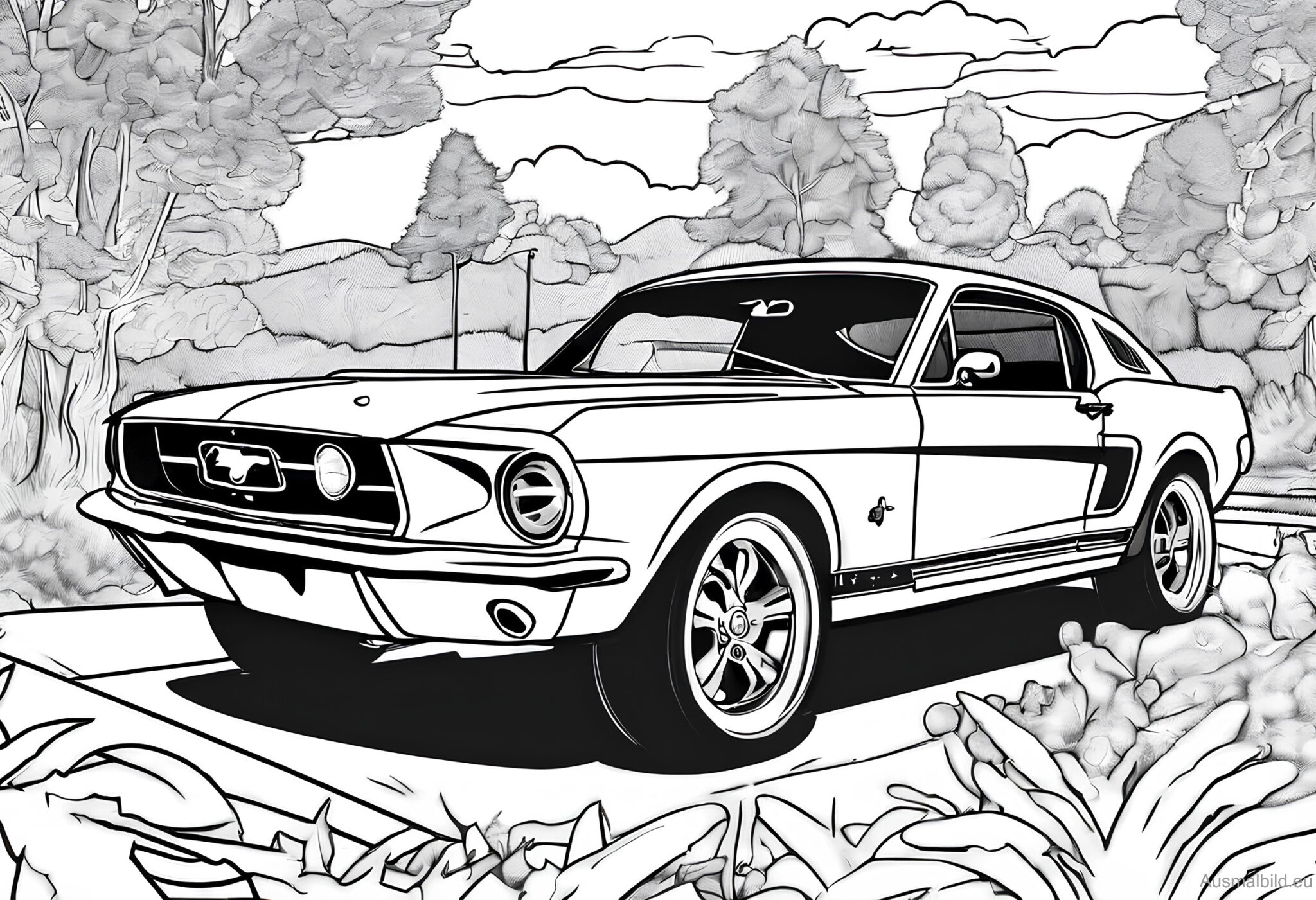 Ford Mustang - Ausmalbild.eu