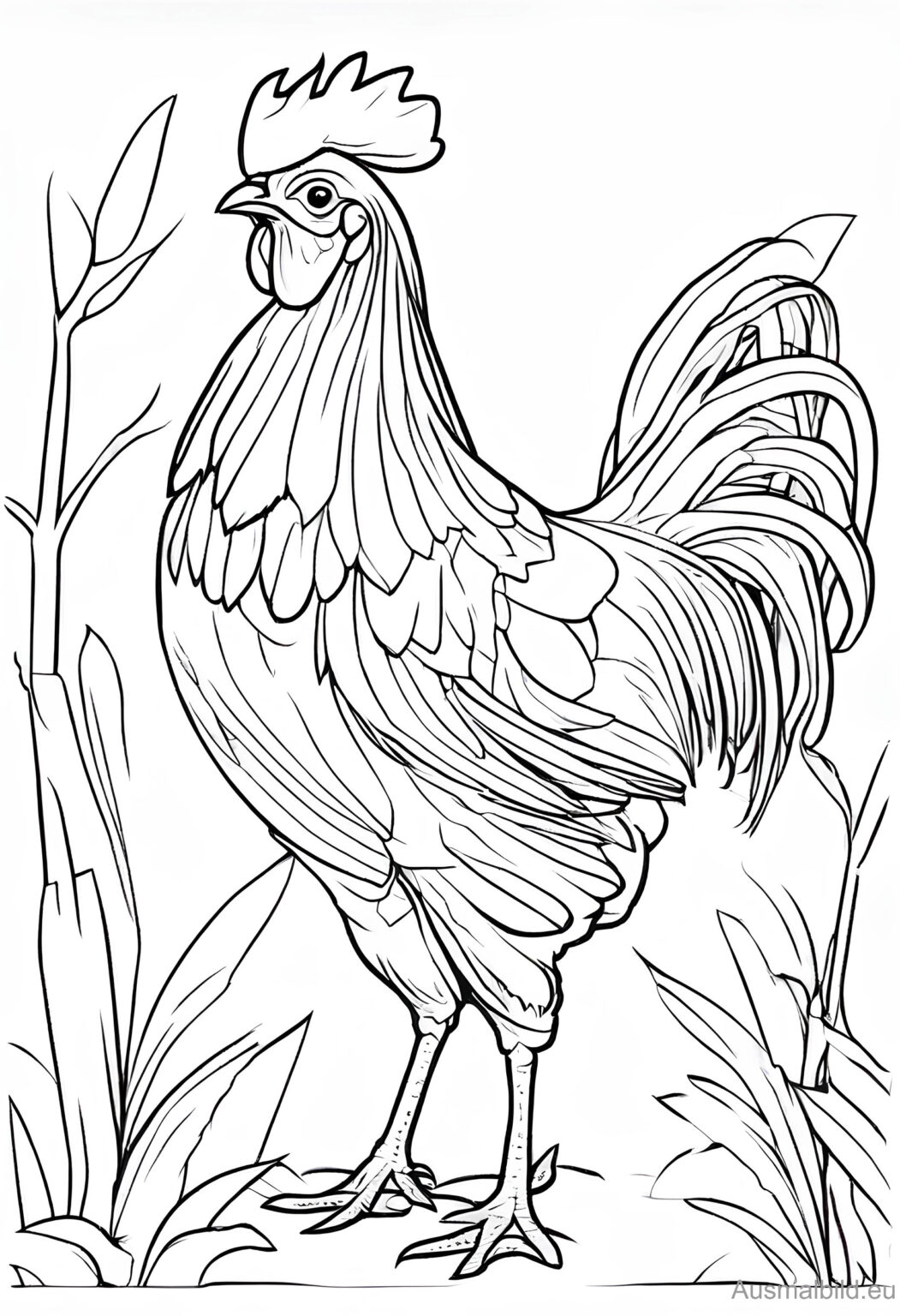 Coloring picture: Proud chicken - Animals - Ausmalbild.eu