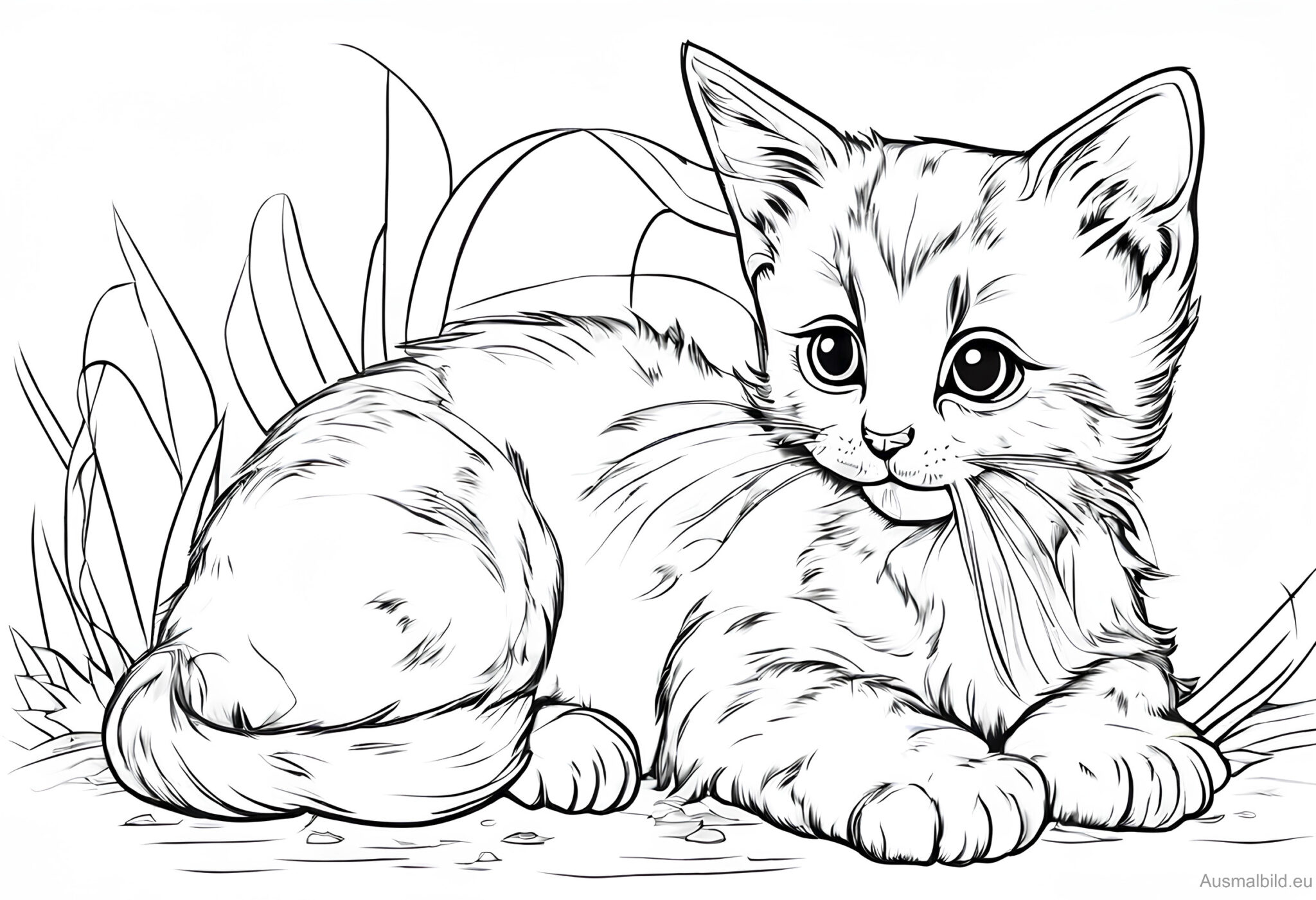 Liegende Katze - Ausmalbild.eu