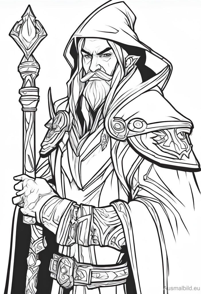 RPG Magier - Fantasy & SciFi - Ausmalbild.eu