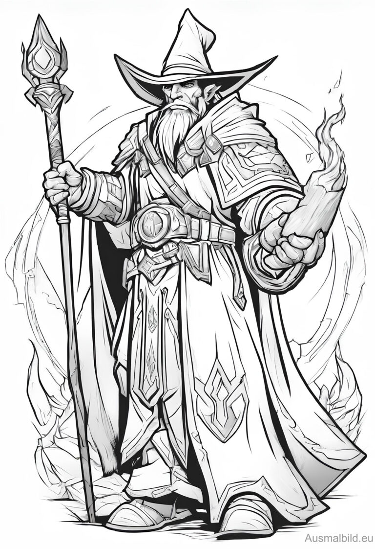 RPG Magier 4 - Fantasy & SciFi - Ausmalbild.eu