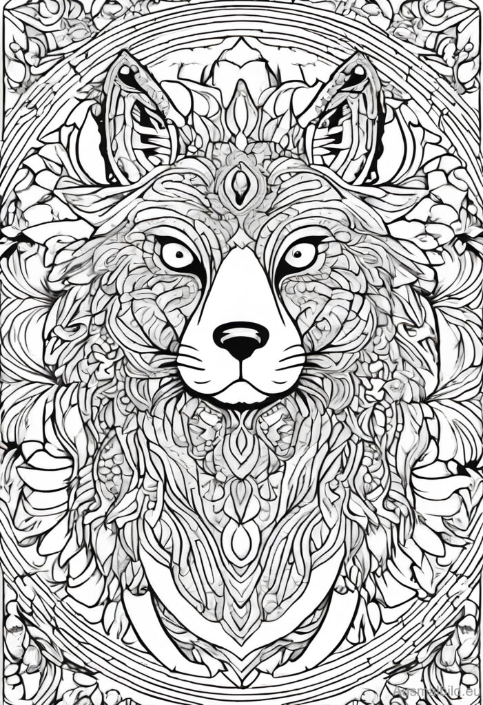 Wolf Mandala - Ausmalbild.eu