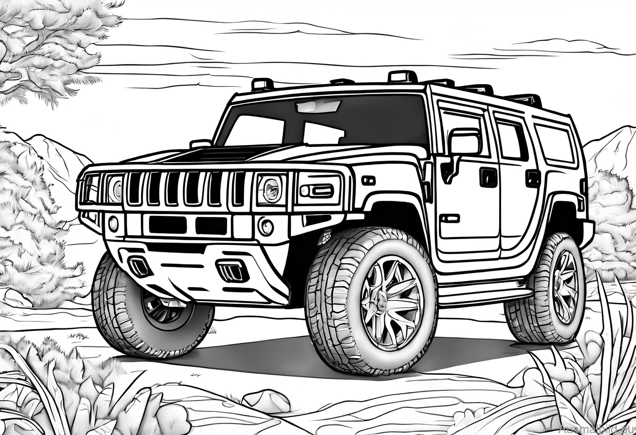 Hummer SUV - Ausmalbild.eu
