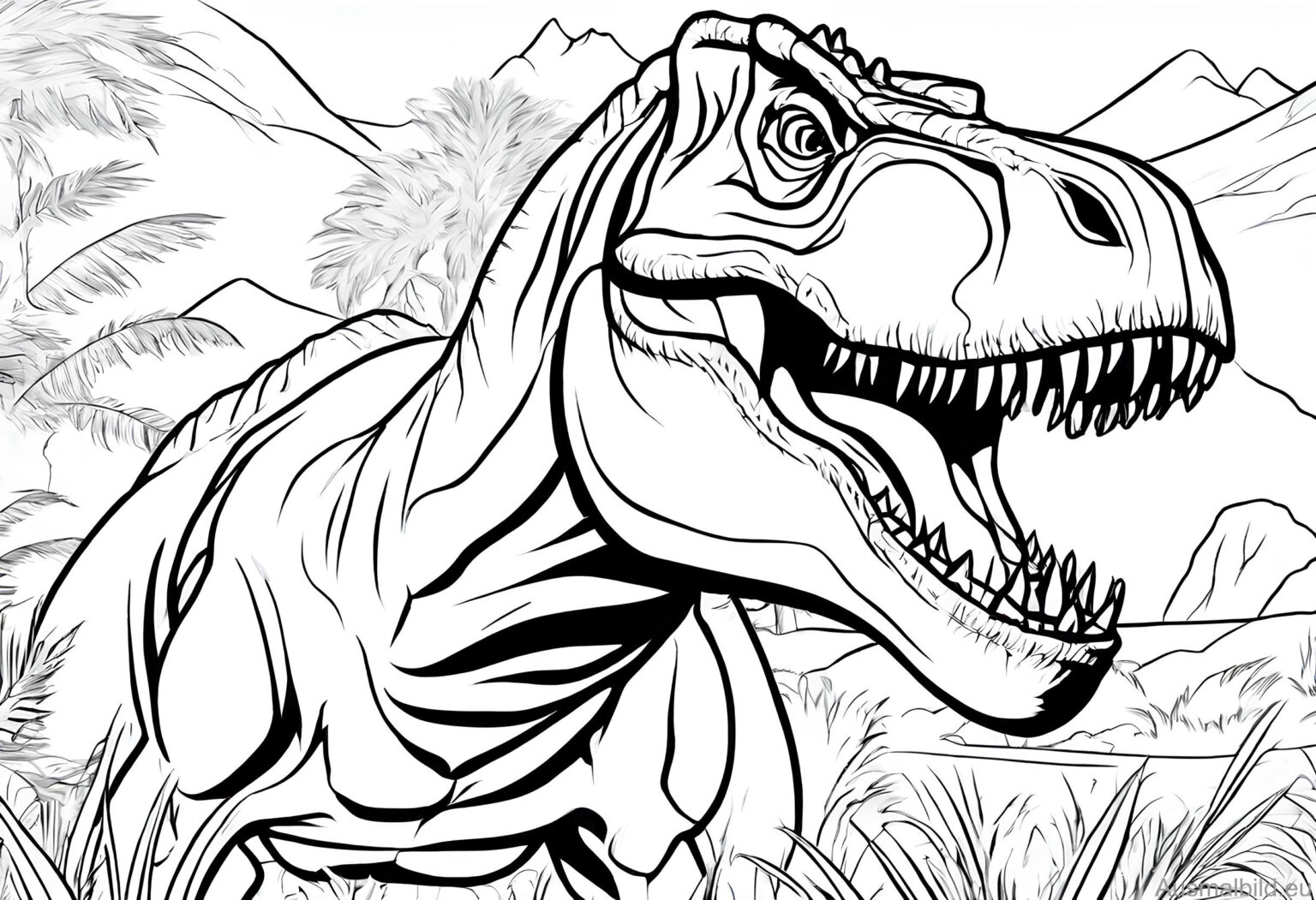 Roaring T-Rex 2 - Ausmalbild.eu