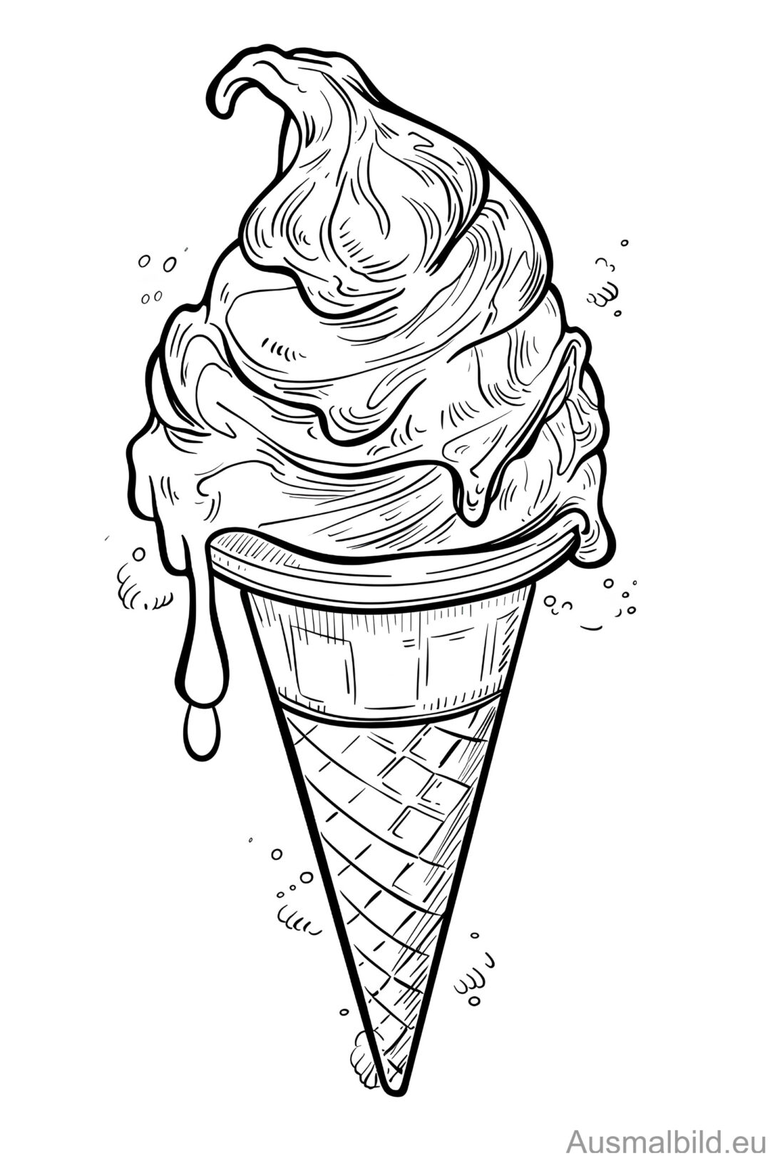 Eis in der Waffel - Nahrungsmittel - Ausmalbild.eu