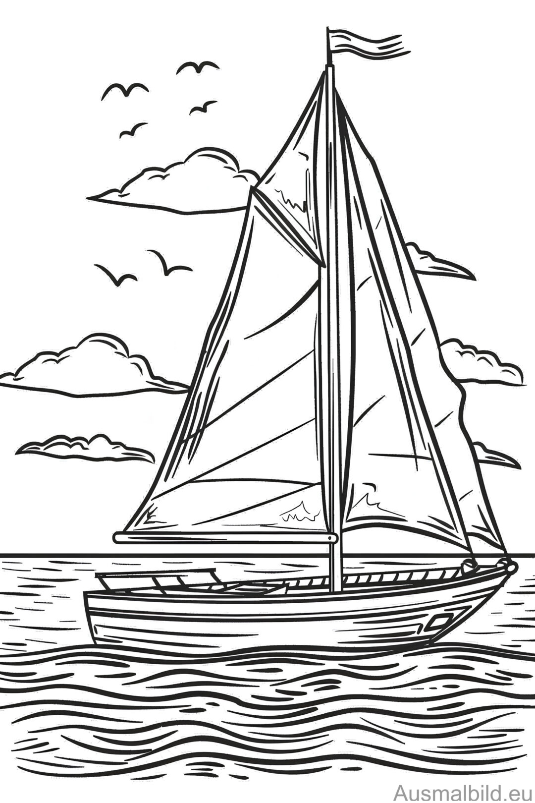 Kleines Segelboot - Ausmalbild.eu