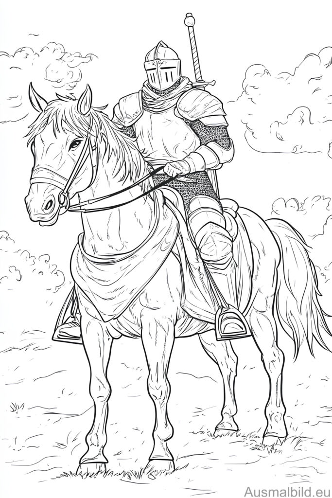 Ritter auf dem Pferd - Ausmalbild.eu