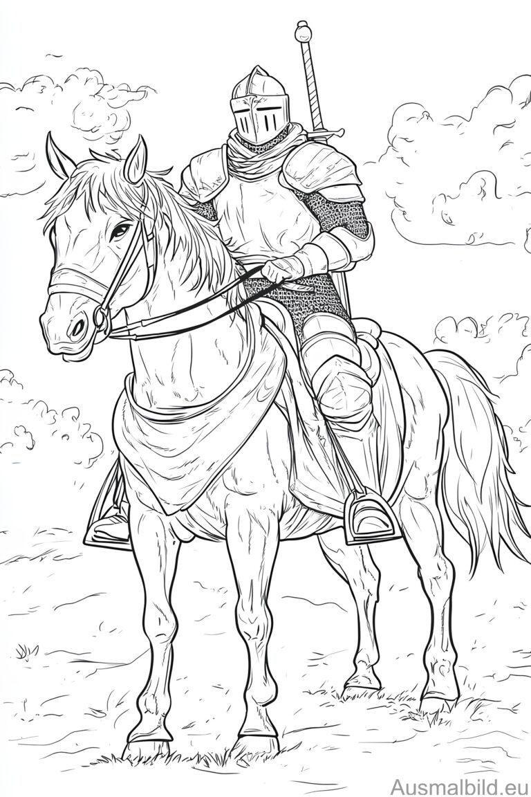 Ritter auf dem Pferd - Ausmalbild.eu
