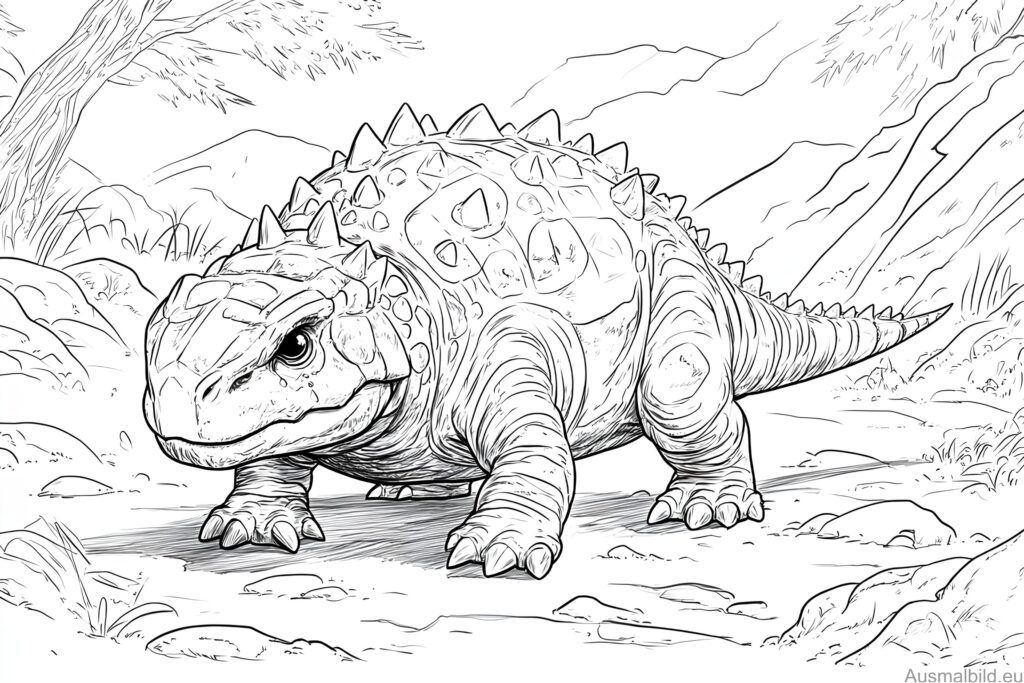 Kleiner Ankylosaurus - Dinosaurier - Ausmalbild.eu