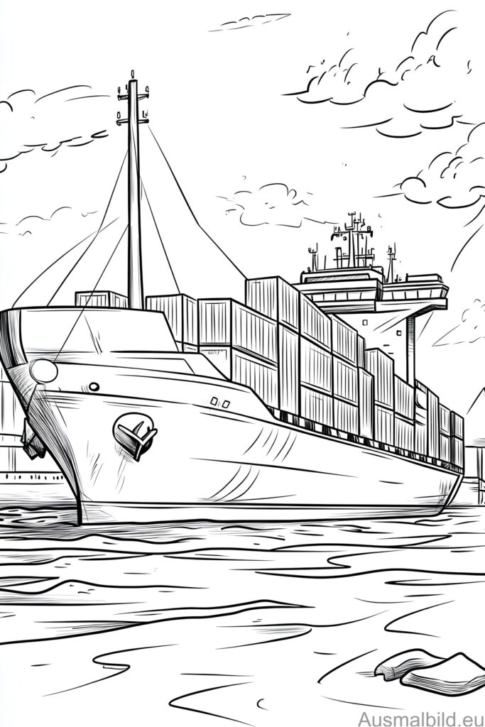 Großes Containerschiff - Ausmalbild.eu