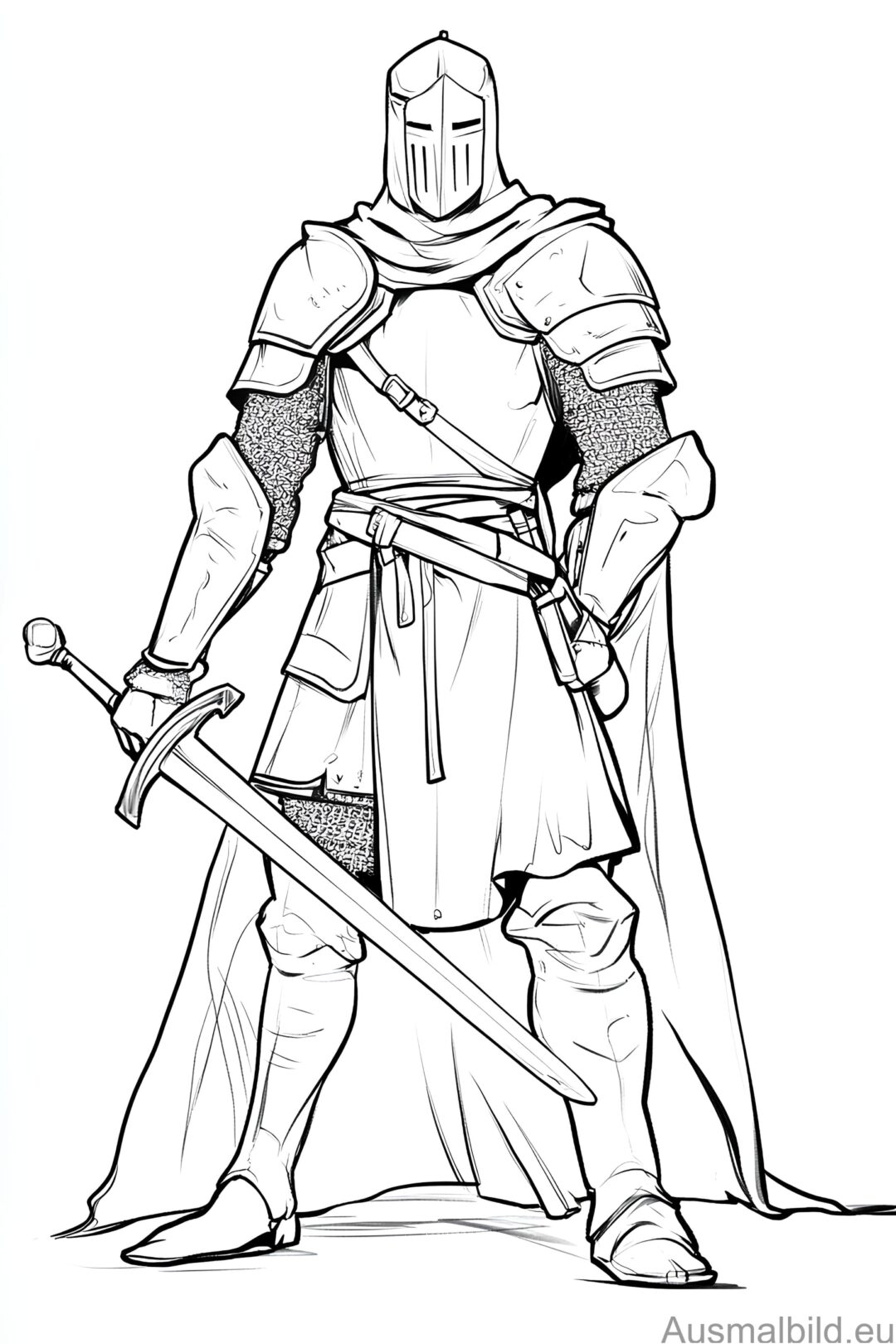 Ritter mit Schwert - Ausmalbild.eu