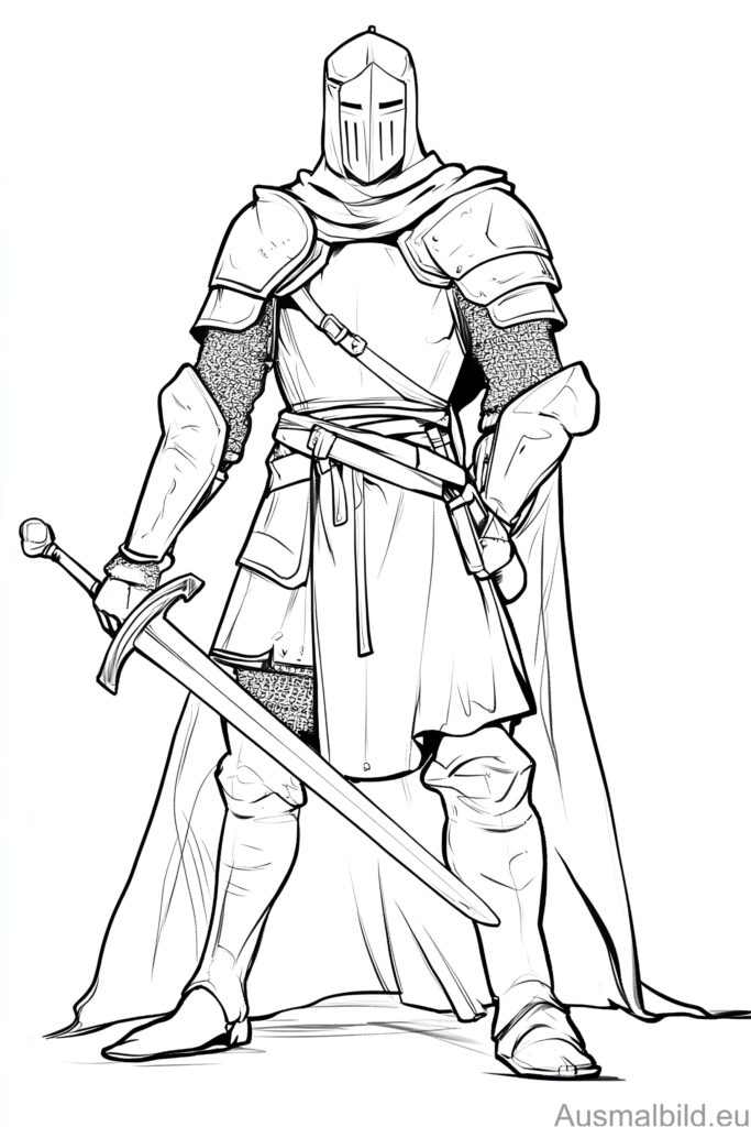 Ritter mit Schwert - Ausmalbild.eu