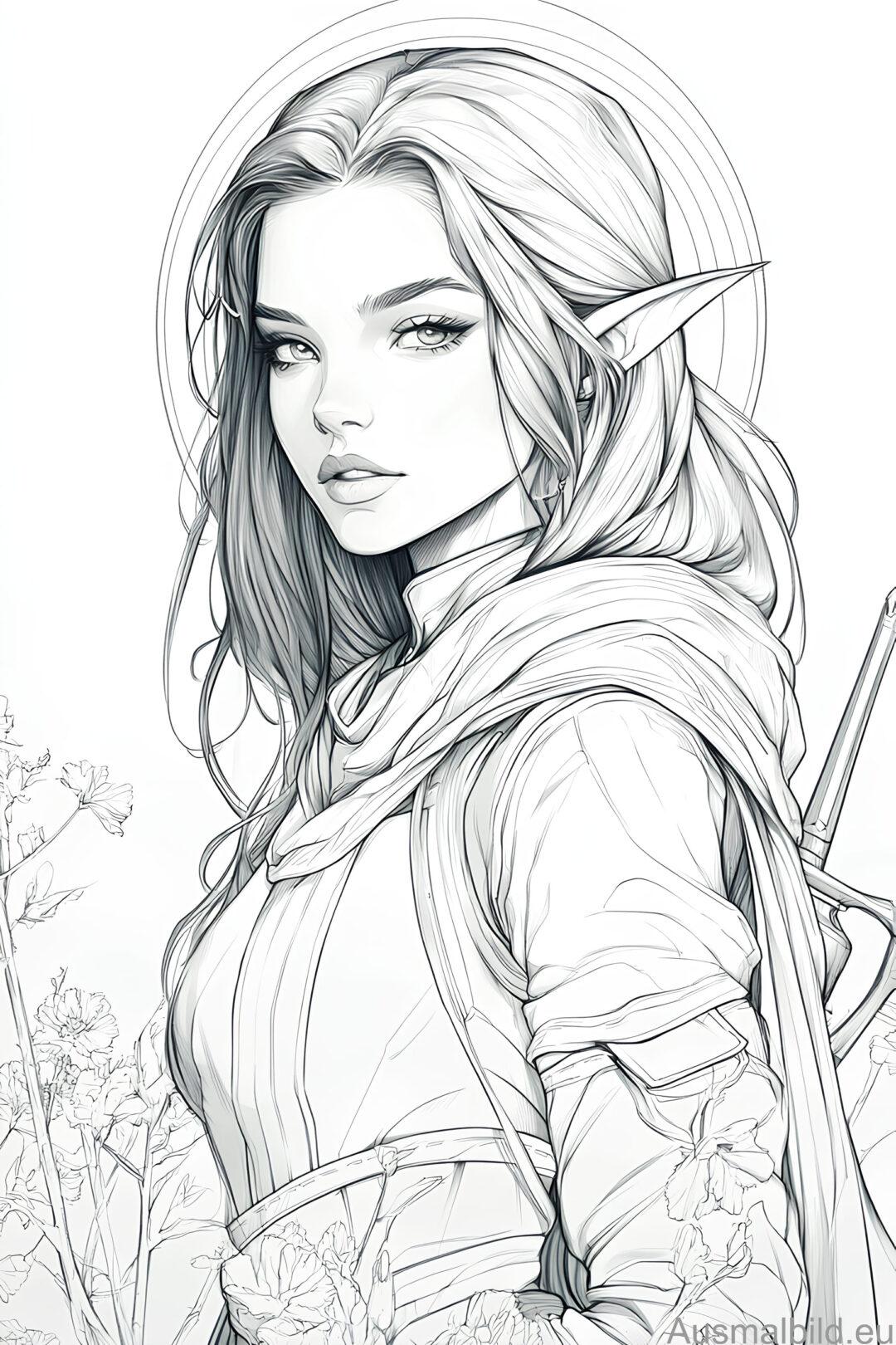 RPG Elfe Schurkin - Fantasy & SciFi - Ausmalbild.eu