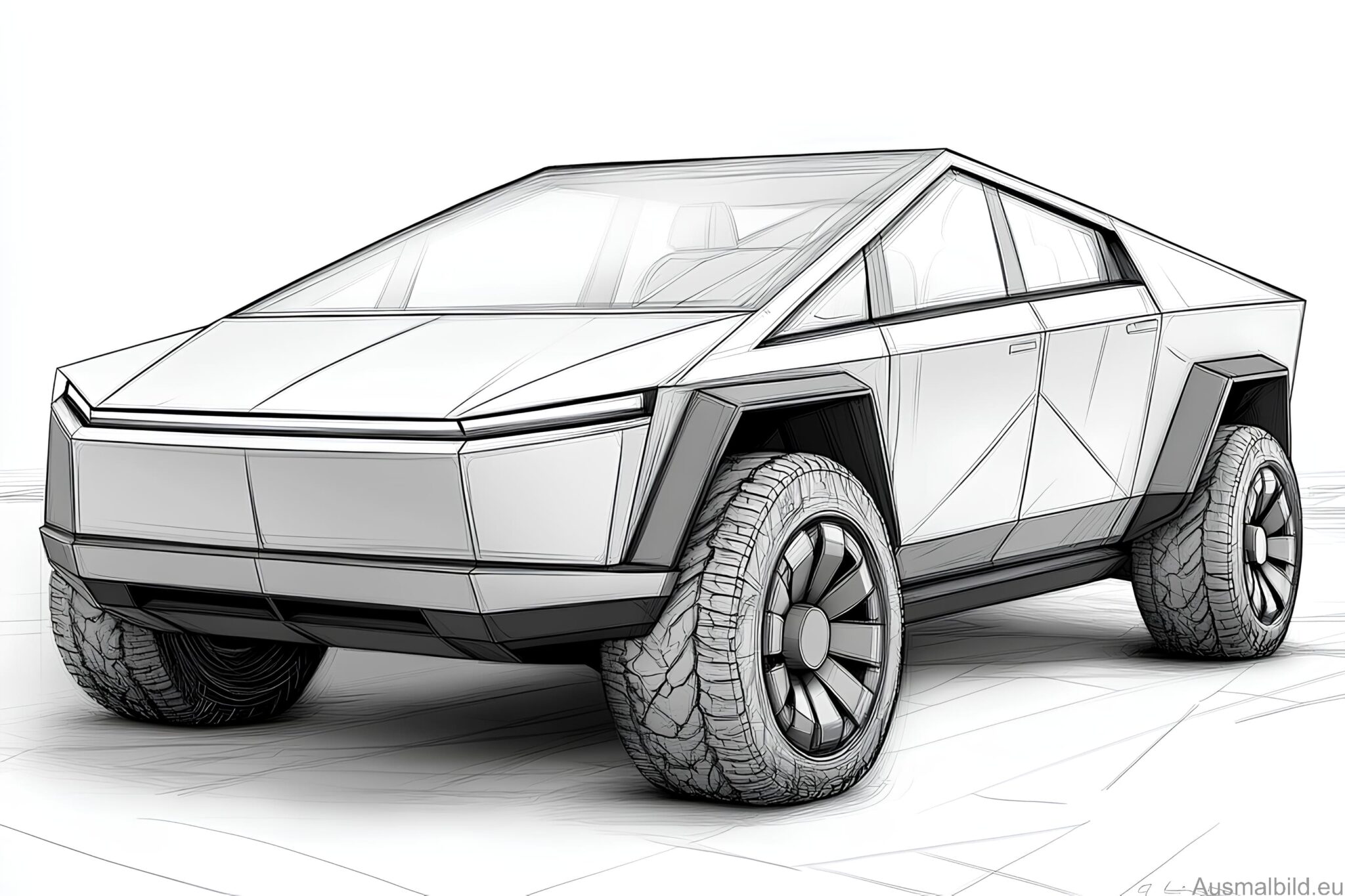 Tesla Cybertruck 2 - Ausmalbild.eu