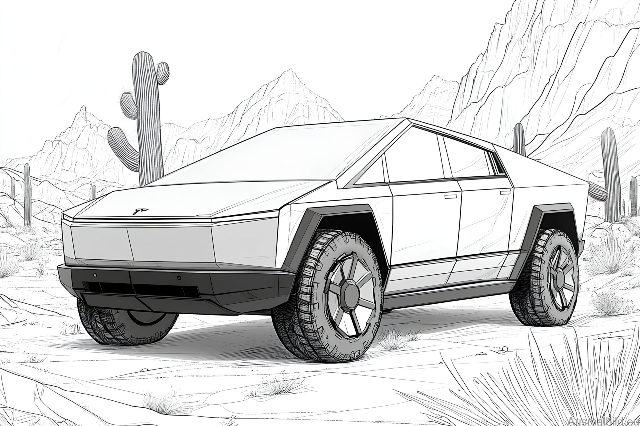 Tesla Cybertruck - Ausmalbild.eu
