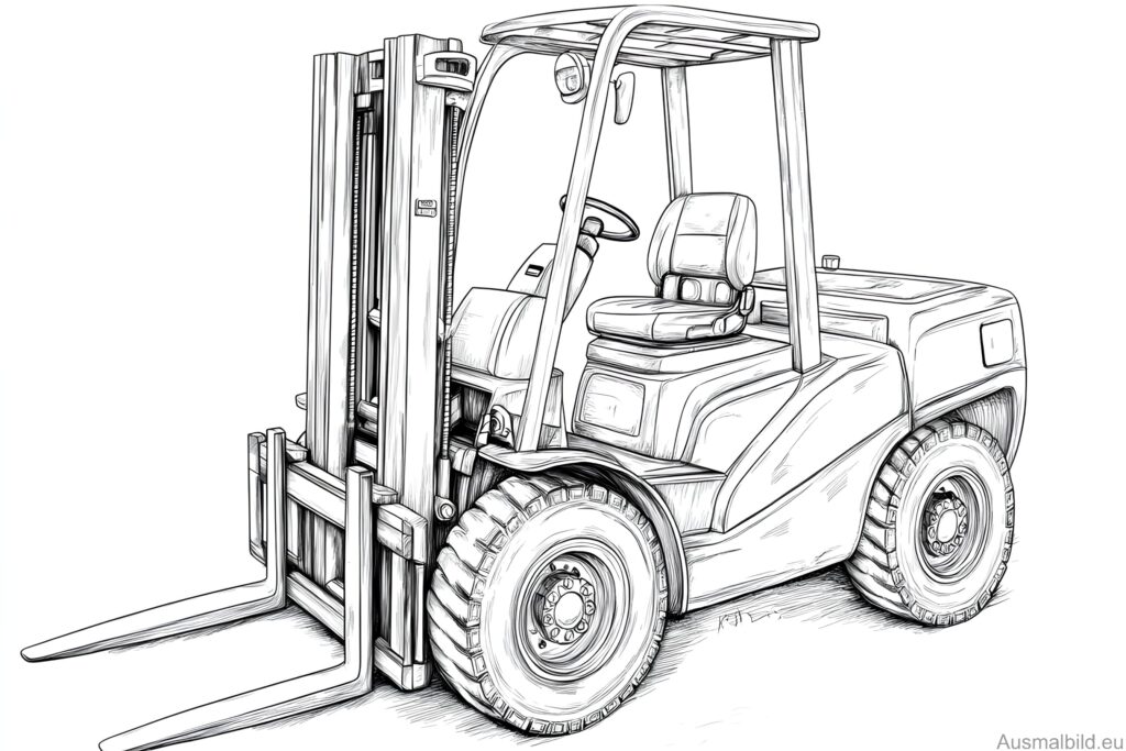 Forklift coloring picture - Vehicles - Ausmalbild.eu