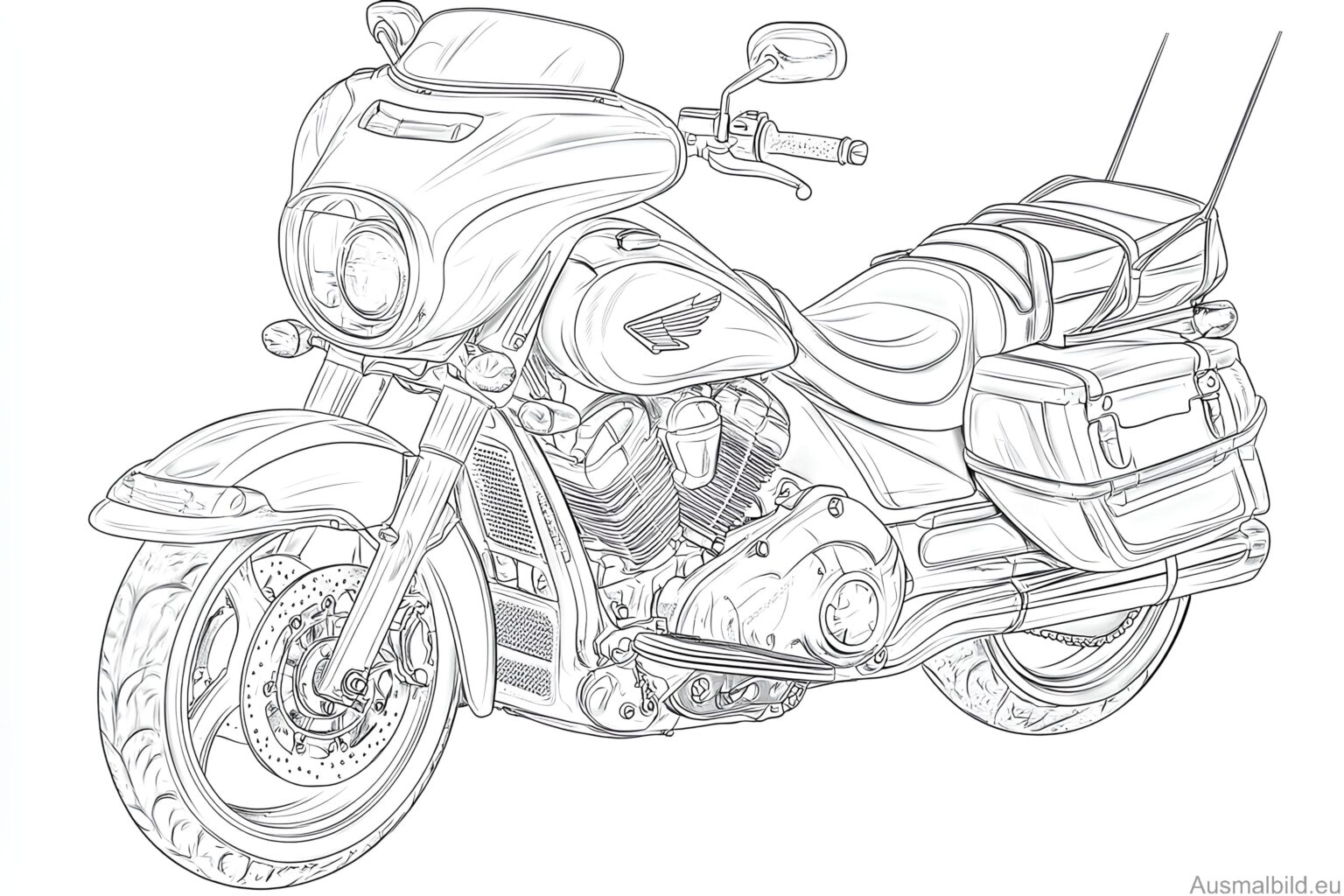 Honda Goldwing - Motorcycle - Ausmalbild.eu