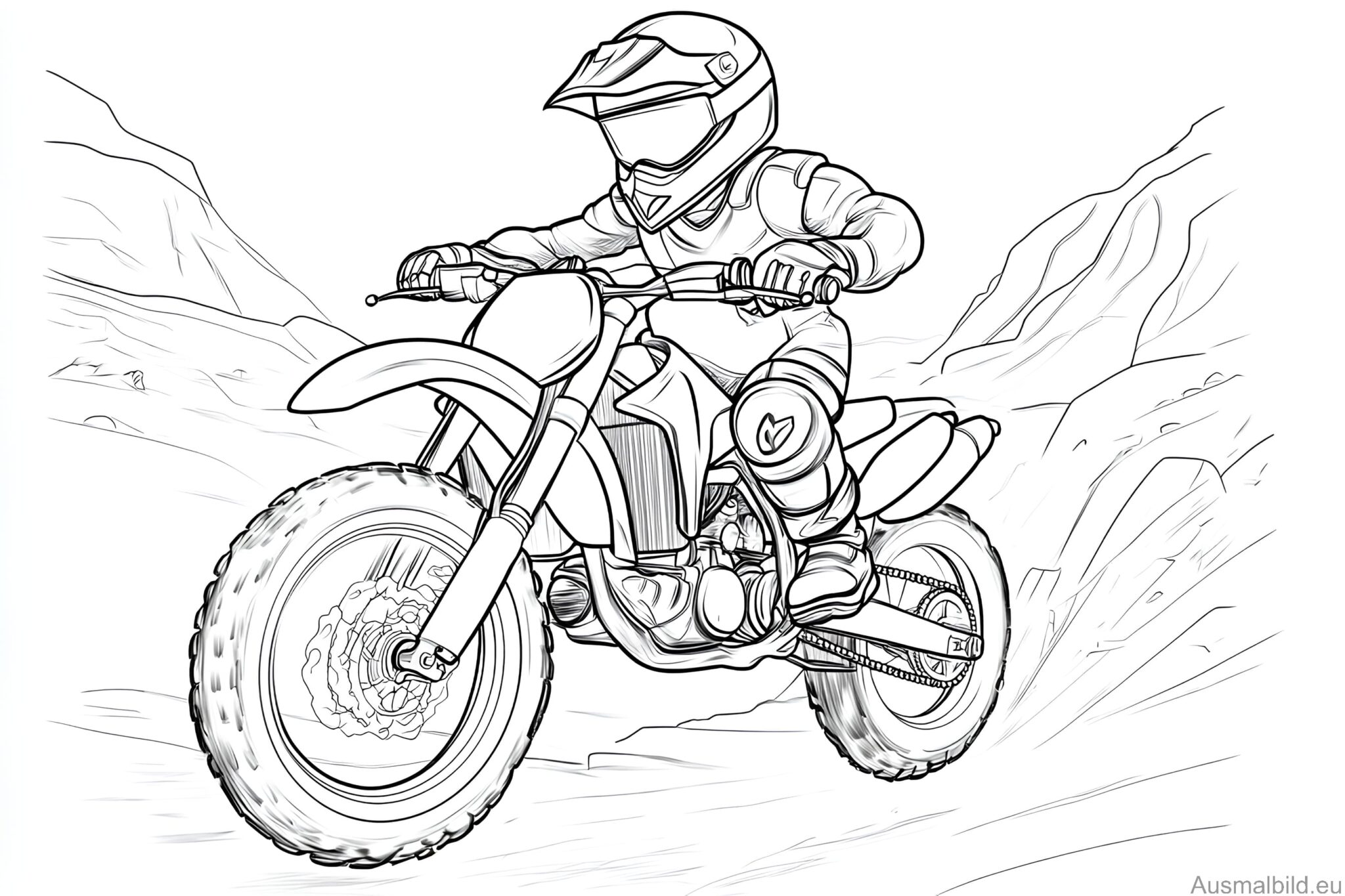 Motocross - Motorrad - Ausmalbild.eu