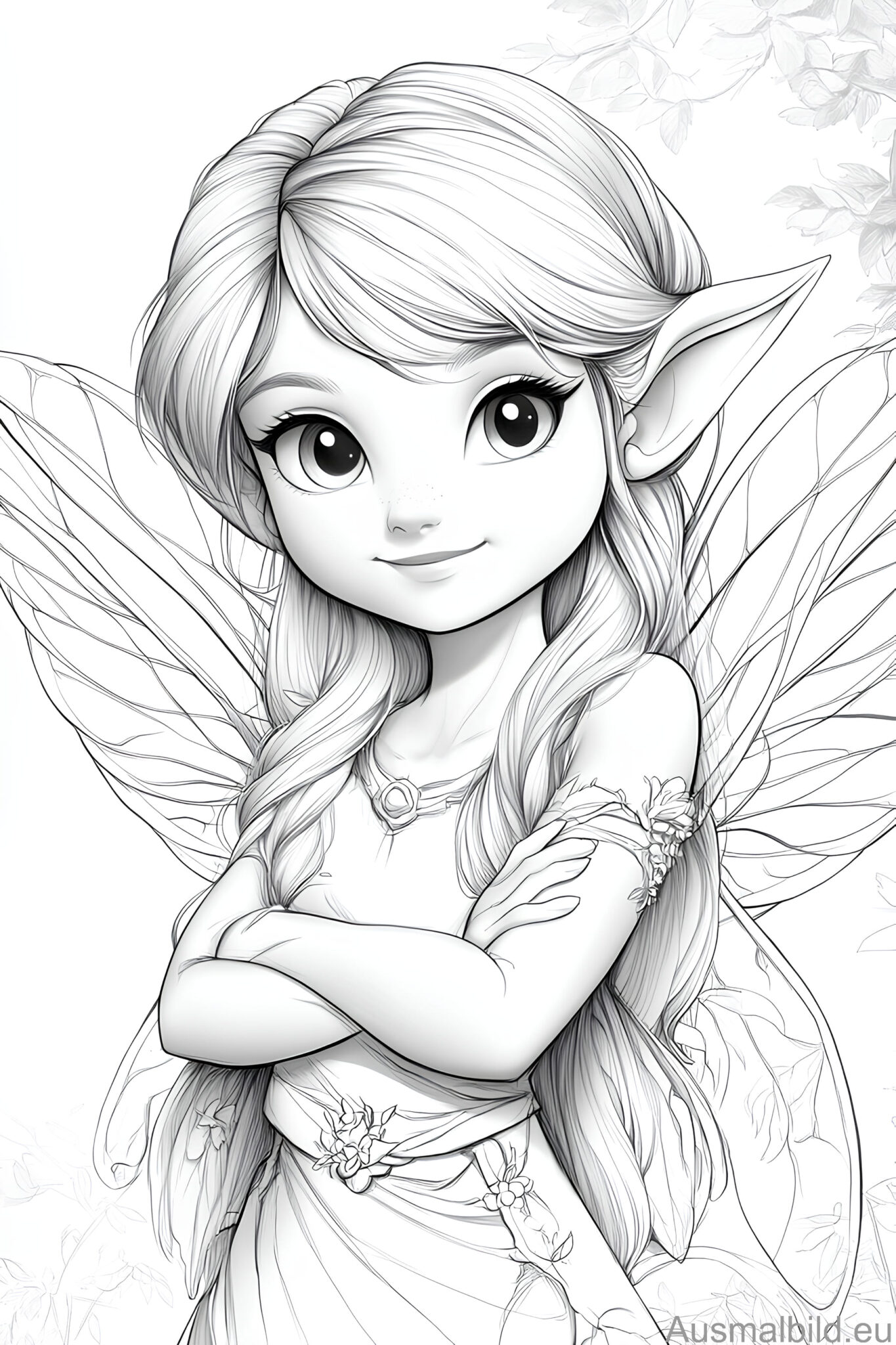 Süße Waldfee - Feen - Ausmalbild.eu
