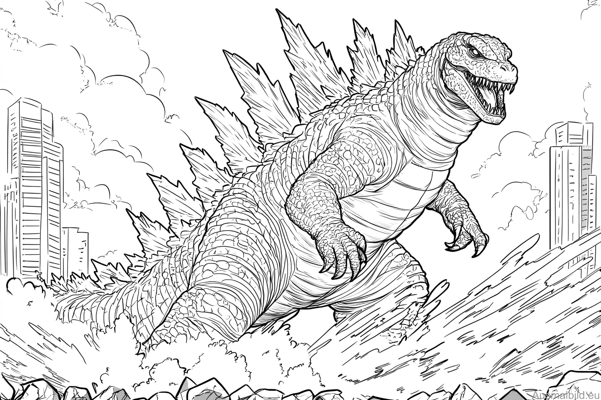 Godzilla - Fantasy - Ausmalbild.eu