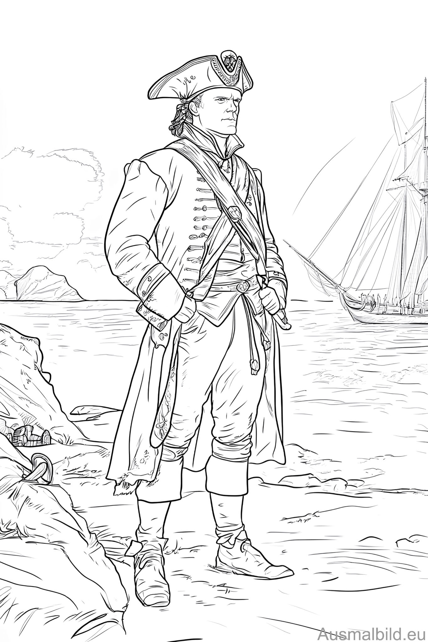 Captain James Cook - People - Ausmalbild.eu