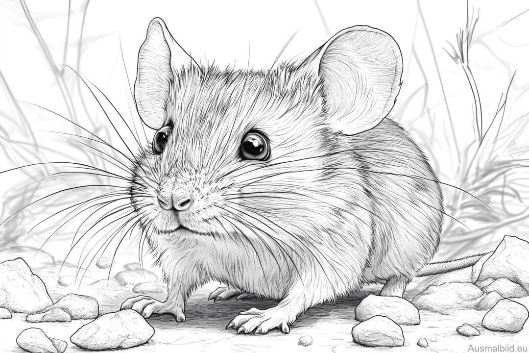 Kleine Maus im Gras - Tiere - Ausmalbild.eu