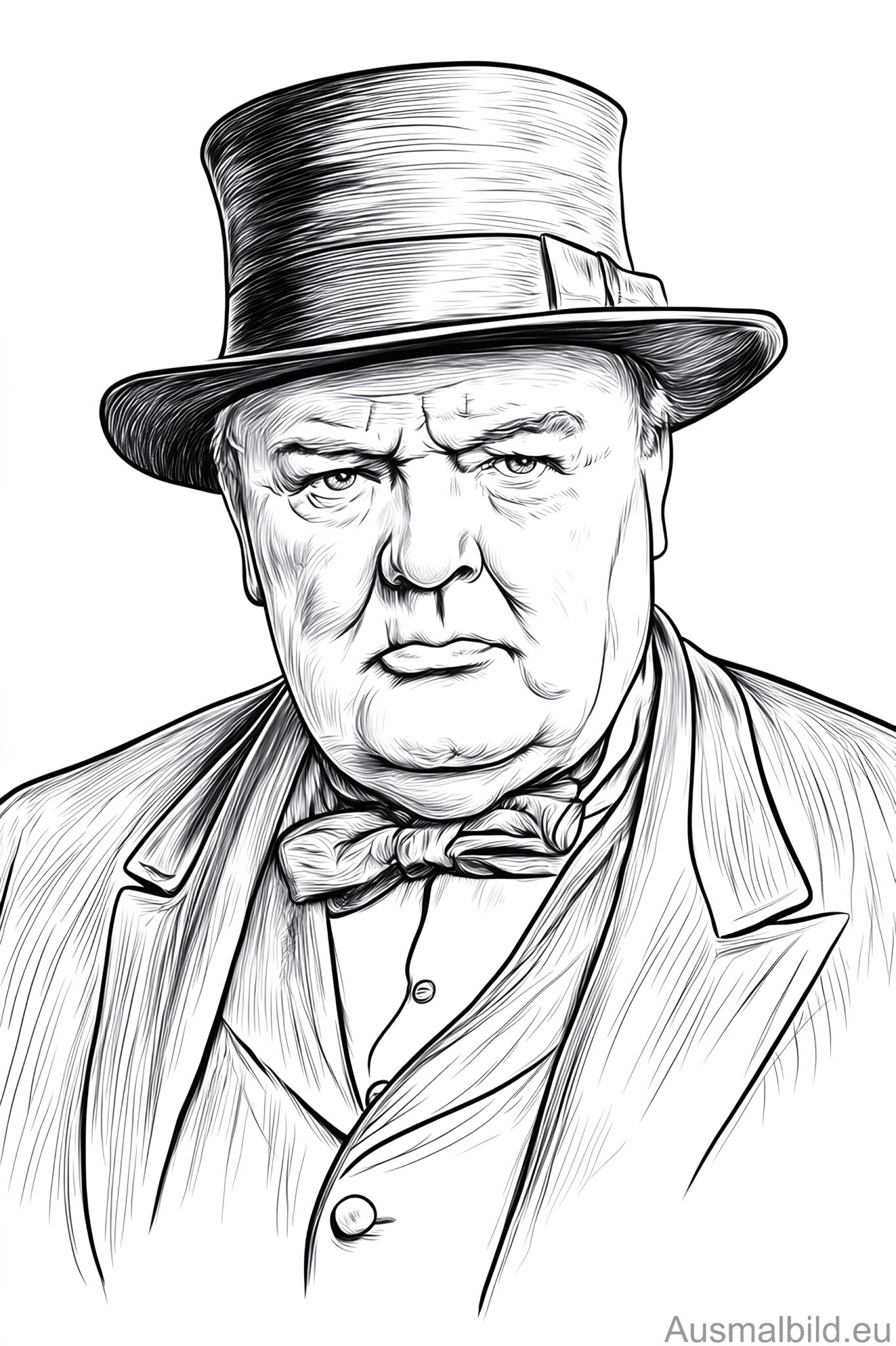 Winston Churchill Coloring Picture - People - Ausmalbild.eu